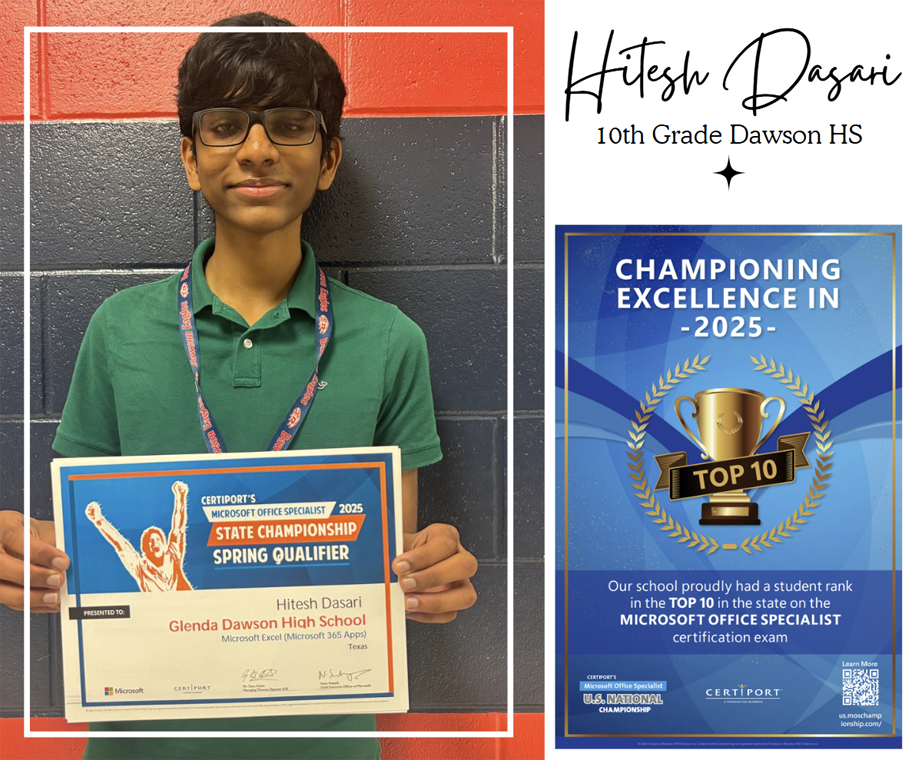 Dawson High School Student Achieves Top 10 in Texas at Microsoft Office ...