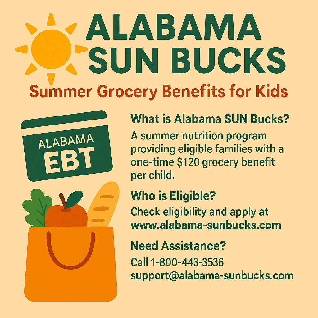 Alabama SUN Bucks: Summer Grocery Benefits for Kids | Post Details