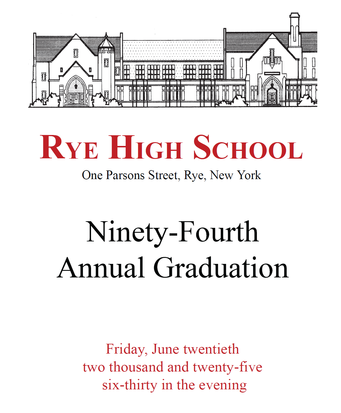 Rye High School Graduation Program 2025 | Posts Details