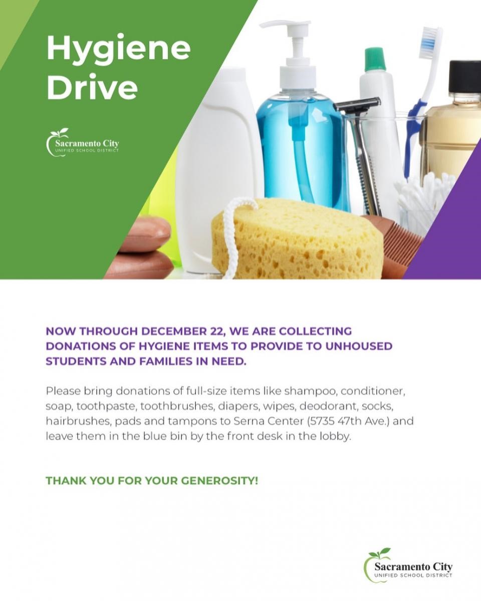 PRESS RELEASE: Sac City Unified Hygiene Drive for Unhoused Students and ...