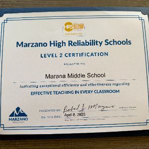 Marana Middle School Achieves Level 2 HRS Certification! | MUSD News ...