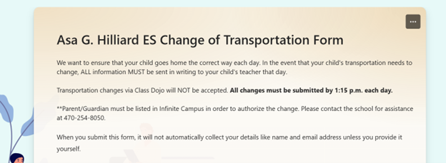 Transportation Change Form | Post Details (DBPP)