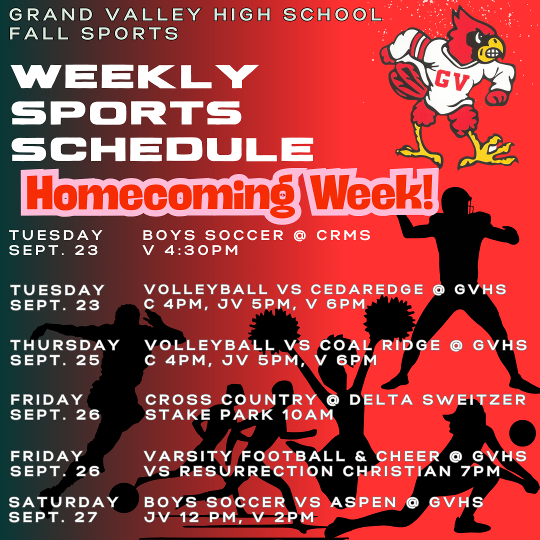 GVHS Weekly Fall Sports Schedule W6 | News Information