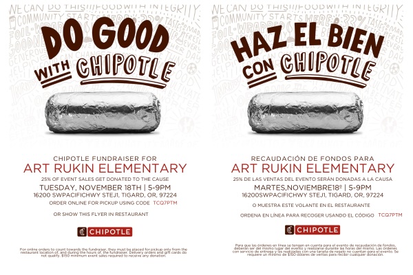 Chipotle Dine Out Night - November 18th | Art Rutkin News Details