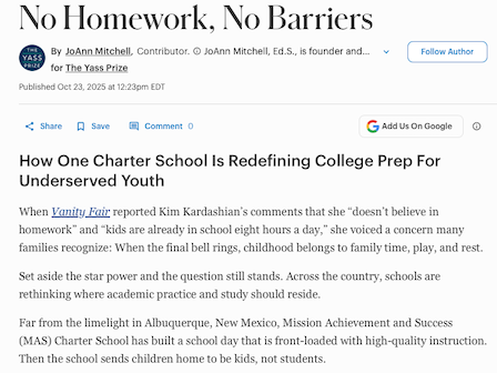 MAS Founder’s Article “No Homework, No Barriers” Appears on Forbes ...