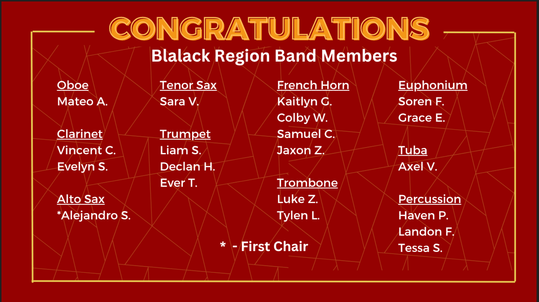 Blalack Band Success at All-Region Auditions | Post Details Page ...