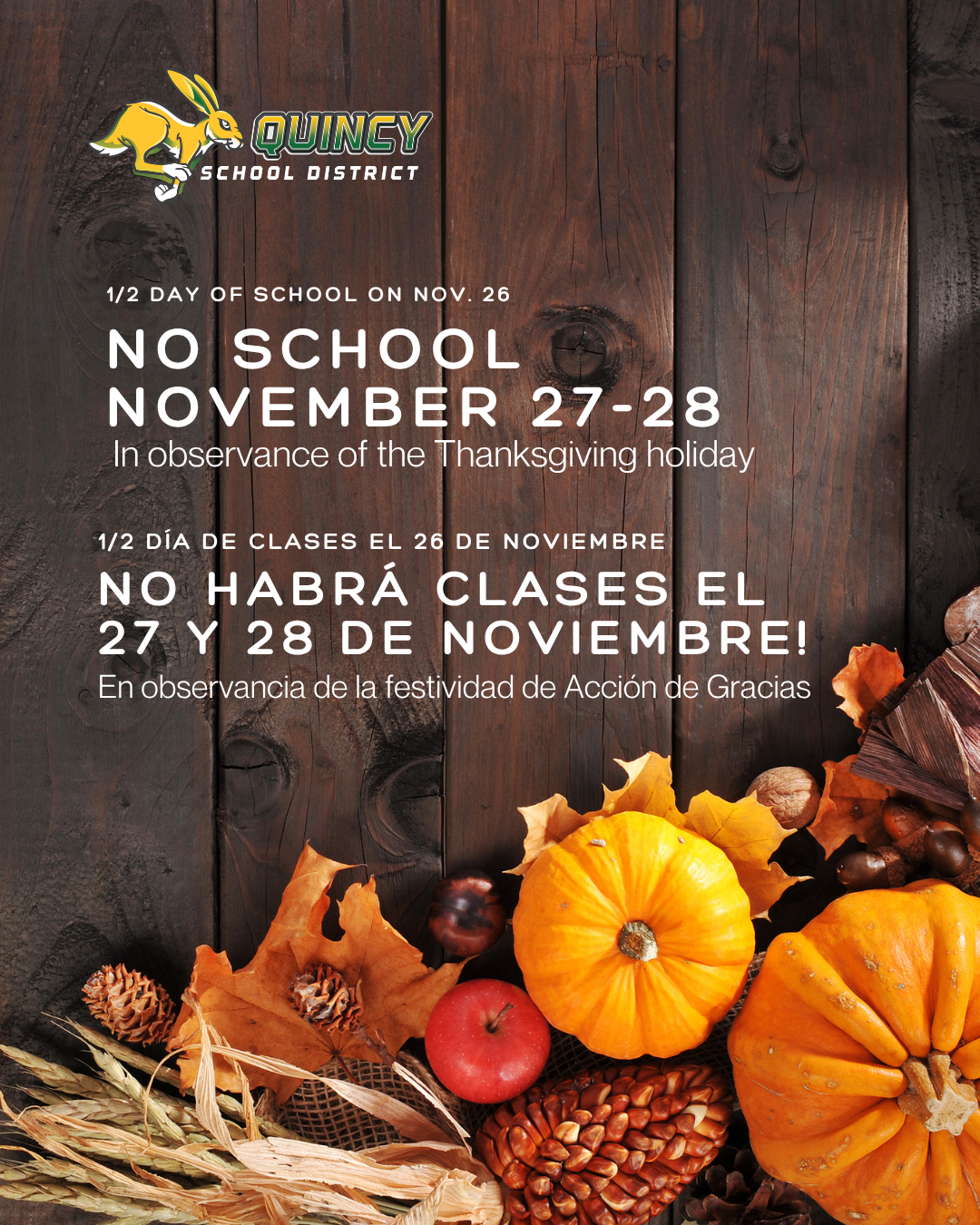 November Holiday Schedule | News Details