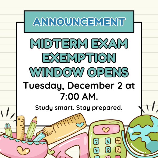 Midterm Exam Exemptions | Posts Details/Default Board Post Page