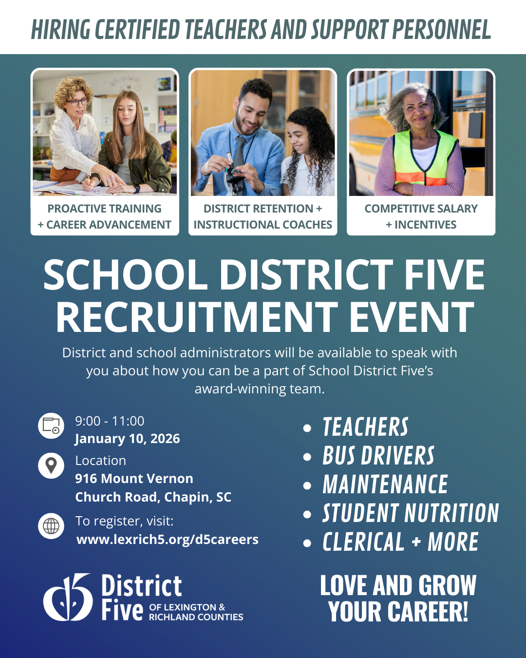 School District Five to hold 2026 Recruitment Event on January 10 | Details