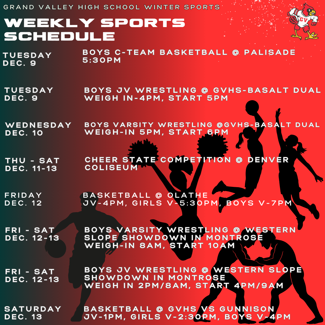 GVHS Weekly Winter Sports Schedule W2 | News Information