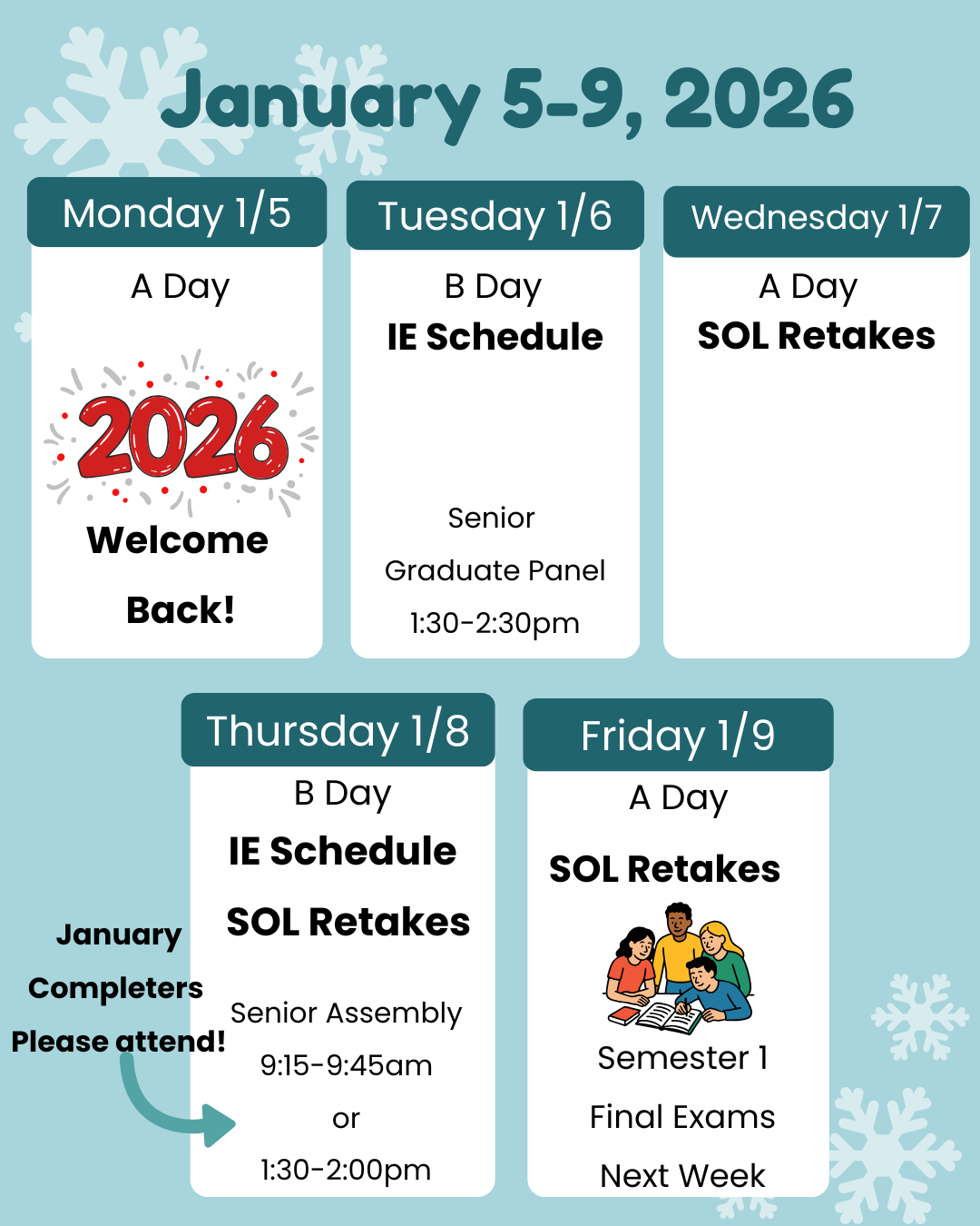 January 5th - 9th schedule at a glance | Posts Details/Default Board ...