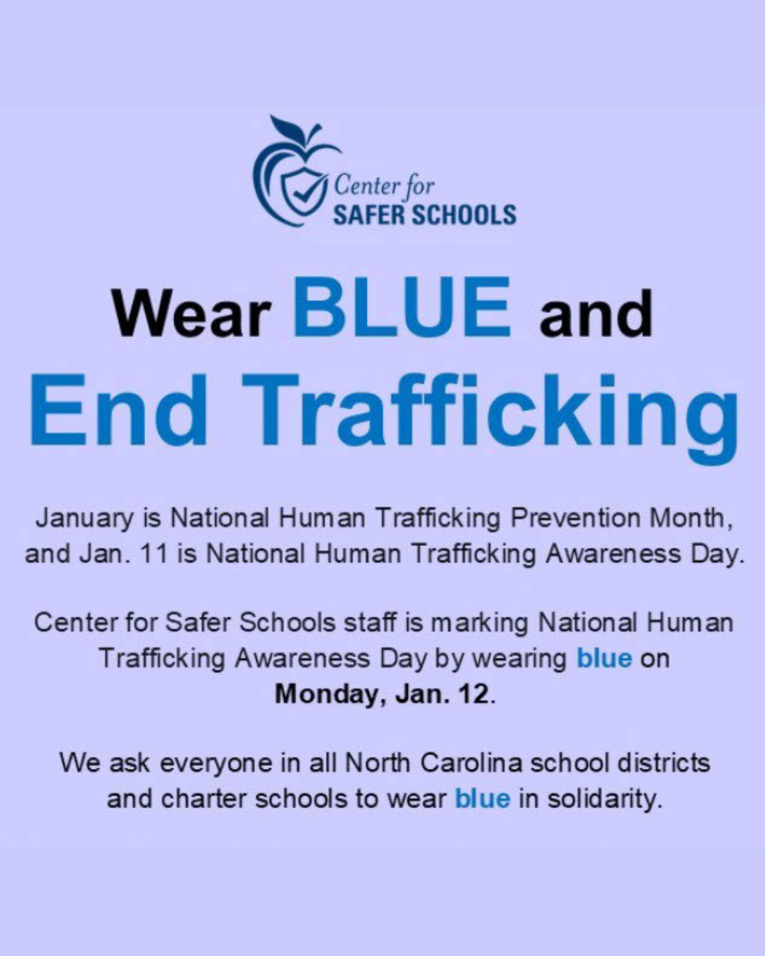 January is National Human Trafficking Prevention Month. 💙 | News Details