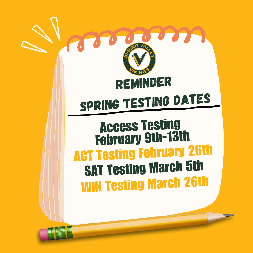 SPRING TESTING DATES | Details