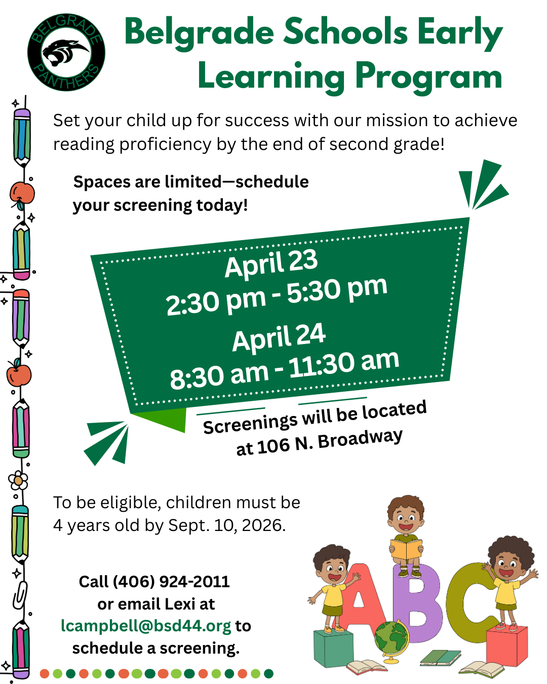 Early Learning Program Screenings | Post Detail