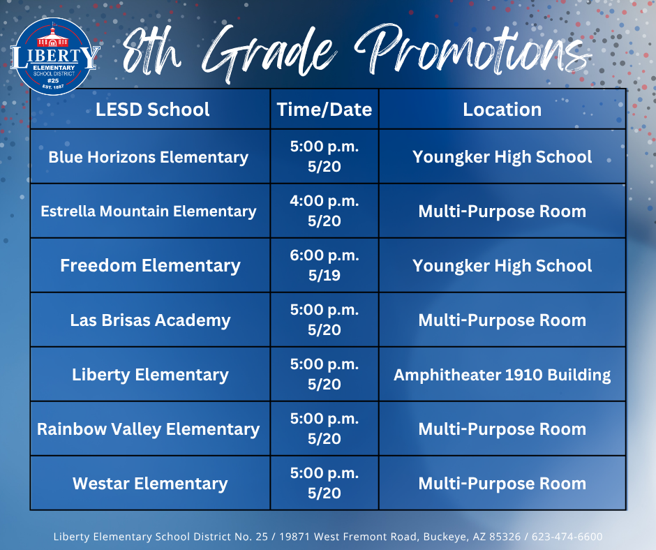 2026 8th Grade Promotion Schedule | District News